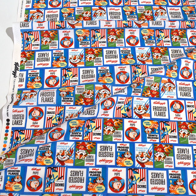 生地 Kellogg's ケロッグパッケージ/シーチング（KLGF-01） BL.ブルー オカダヤ(okadaya) 布・生地、毛糸、手芸用品の専門店