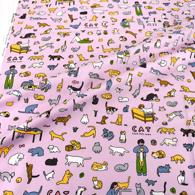 生地 ZERO PER ZERO ゼロパーゼロ CAT/オックス（ZPFO） 02A.ピンク オカダヤ(okadaya) 布・生地、毛糸、手芸用品の専門店