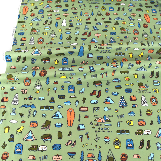 生地 ZERO PER ZERO ゼロパーゼロ CAMP/オックス（ZPFO） 03C.グリーン オカダヤ(okadaya) 布・生地、毛糸、手芸用品の専門店